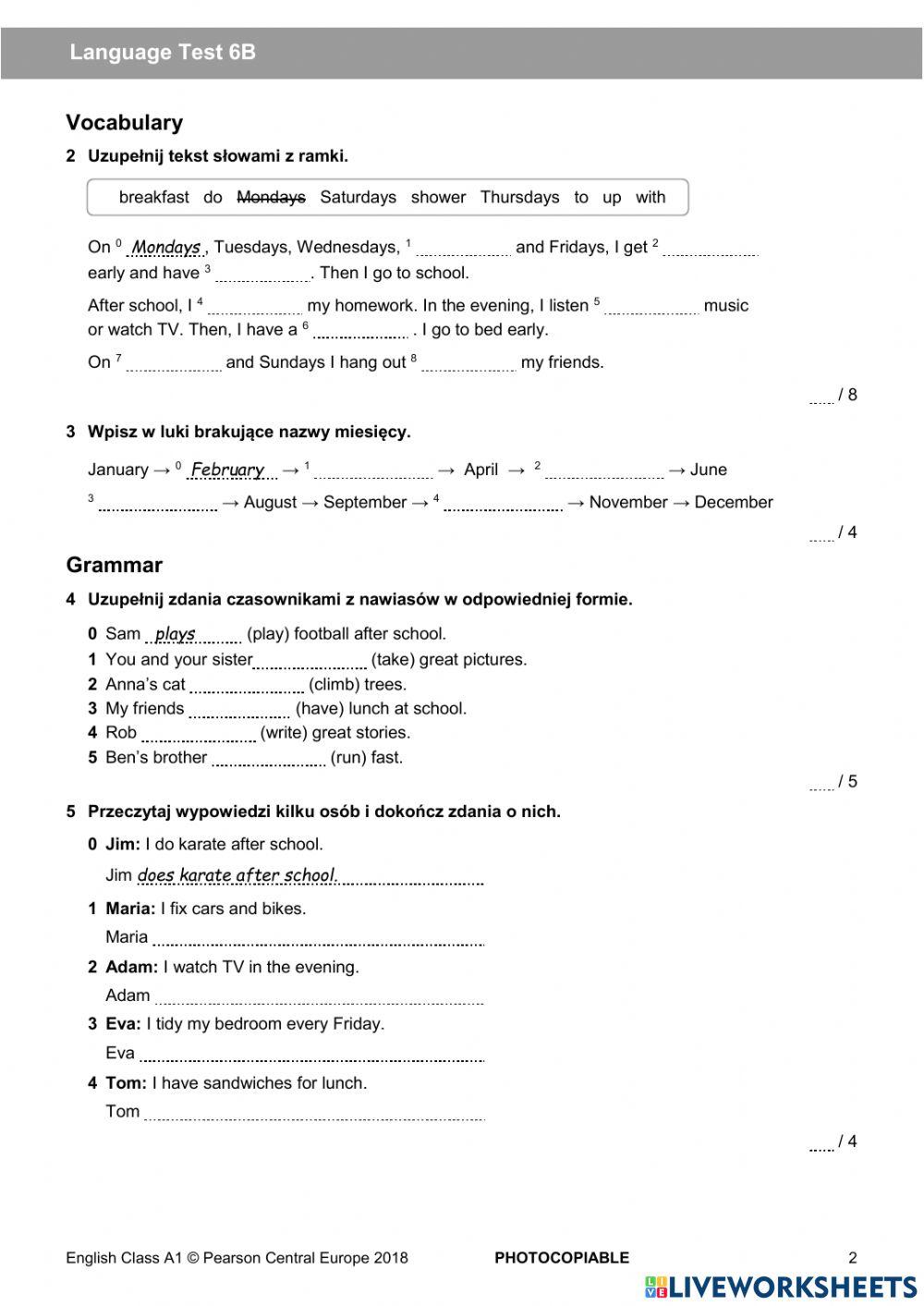 Language Test E… | Free Interactive Worksheets | 6501580