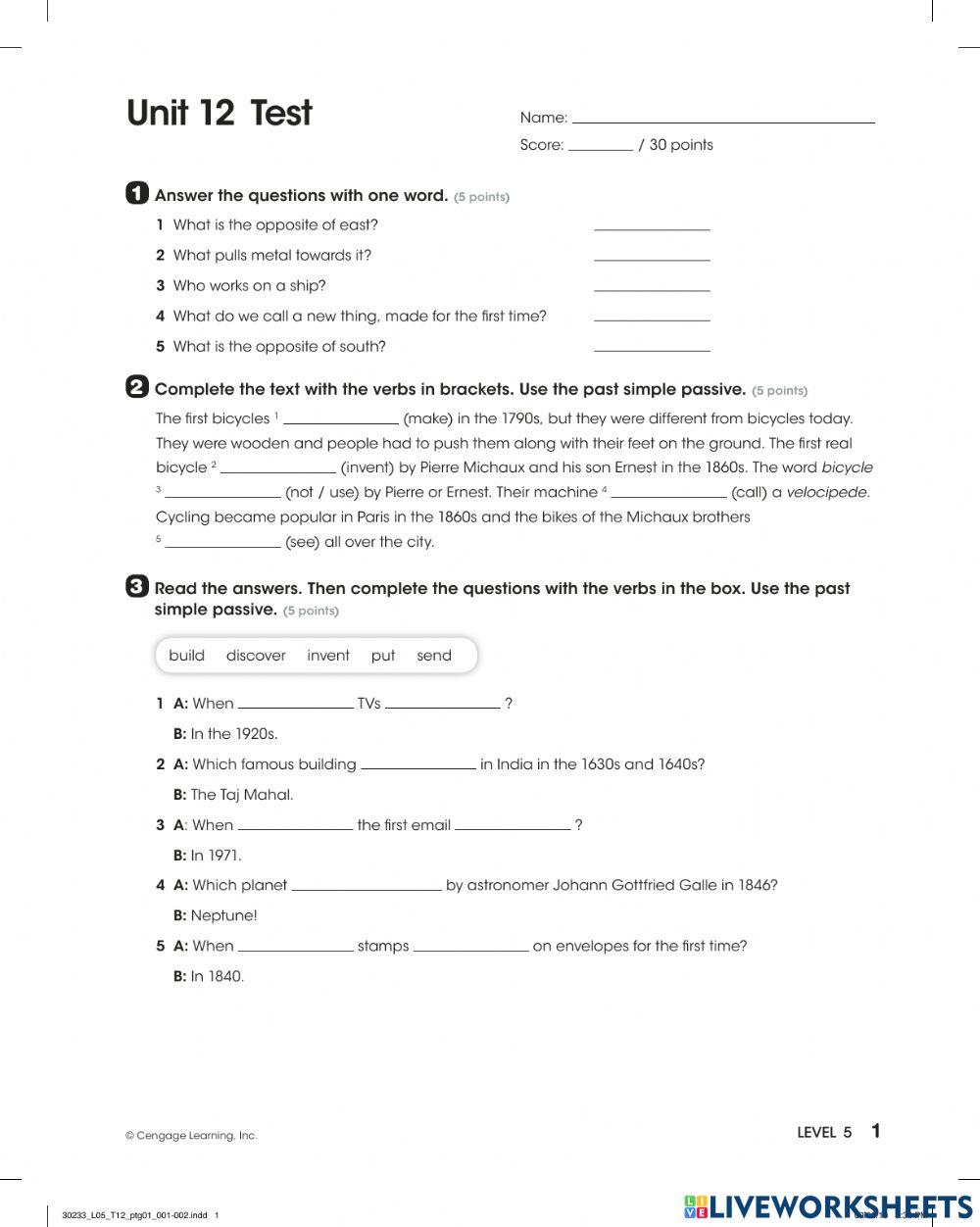 LOOK 5 UNIT 12 | Free Interactive Worksheets | 4909352