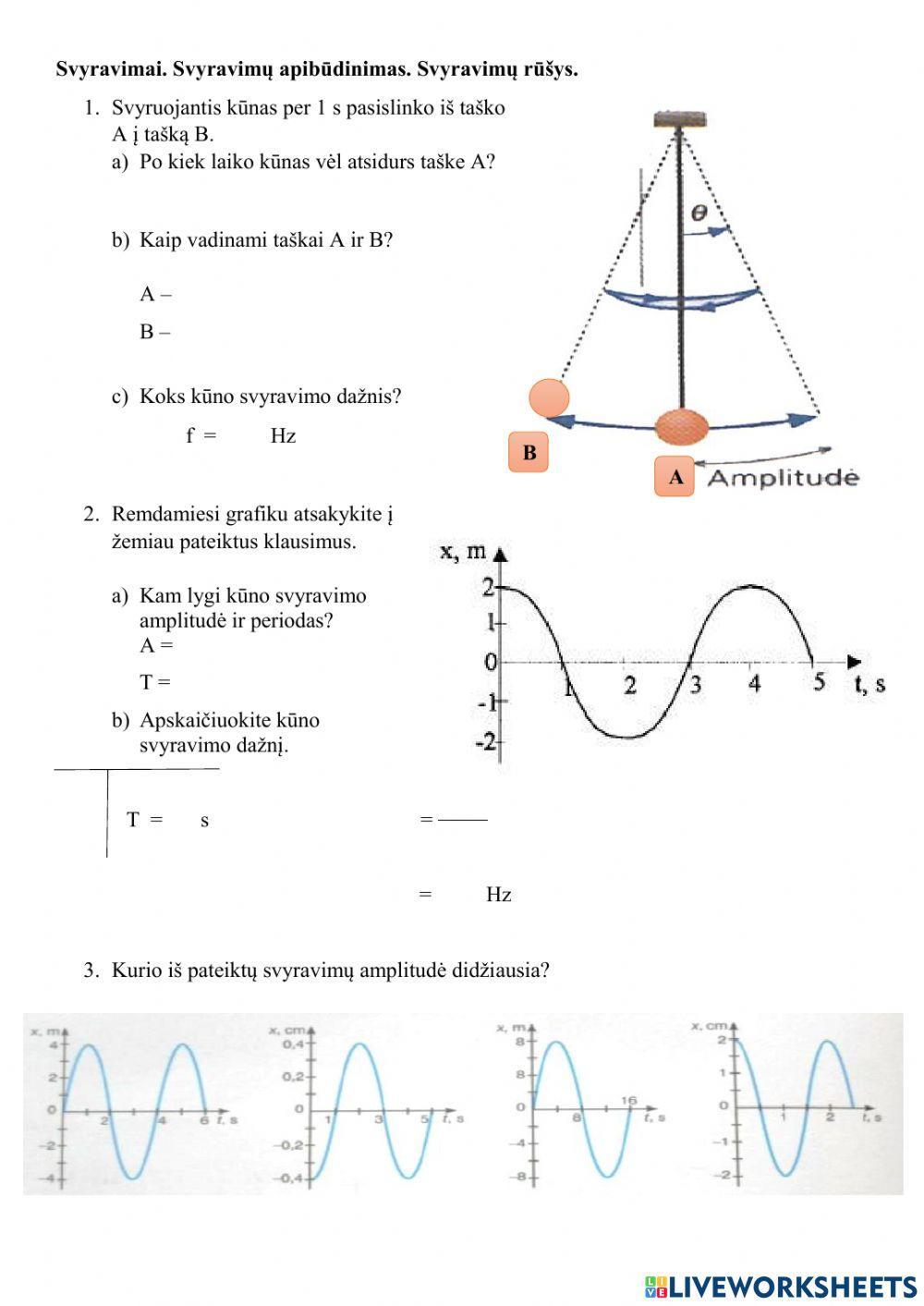 Svyravimai. Svyravimų parametrai. worksheet | Live Worksheets
