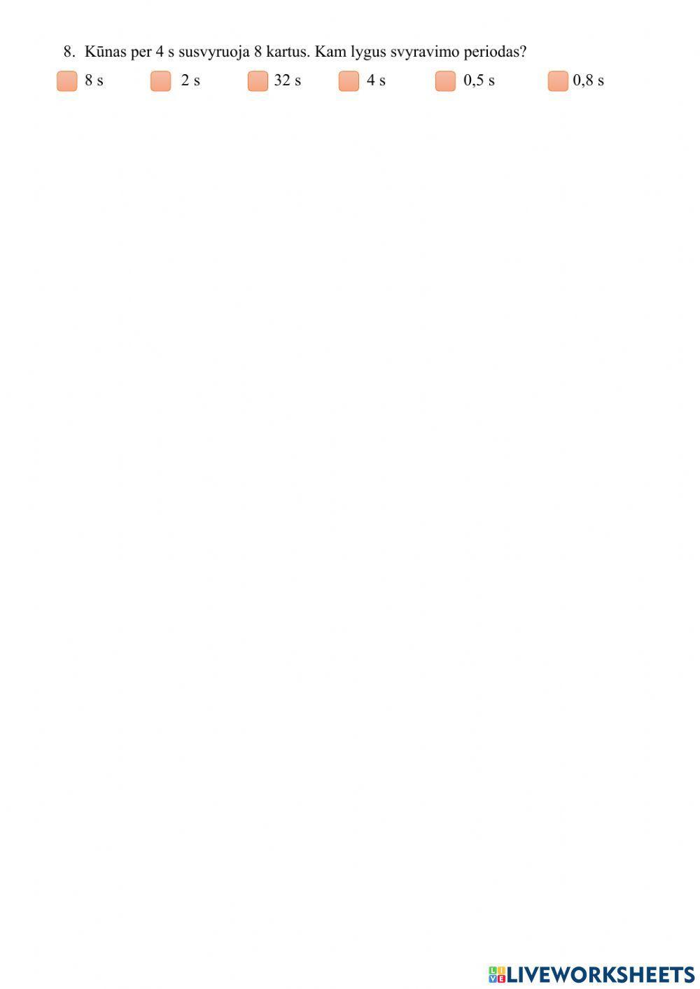 Svyravimai. Svyravimų parametrai. worksheet | Live Worksheets