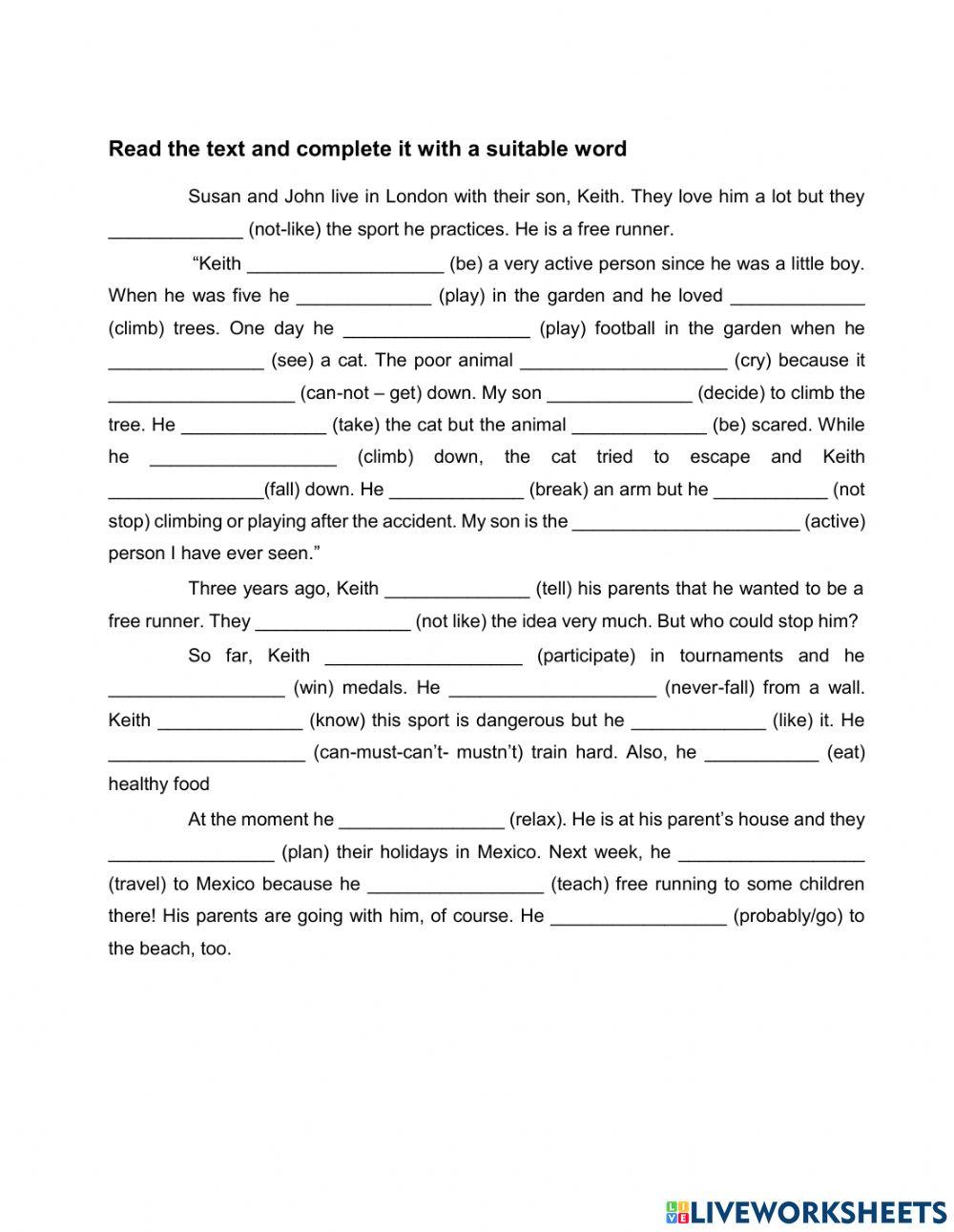 Revision all structures worksheet | Live Worksheets