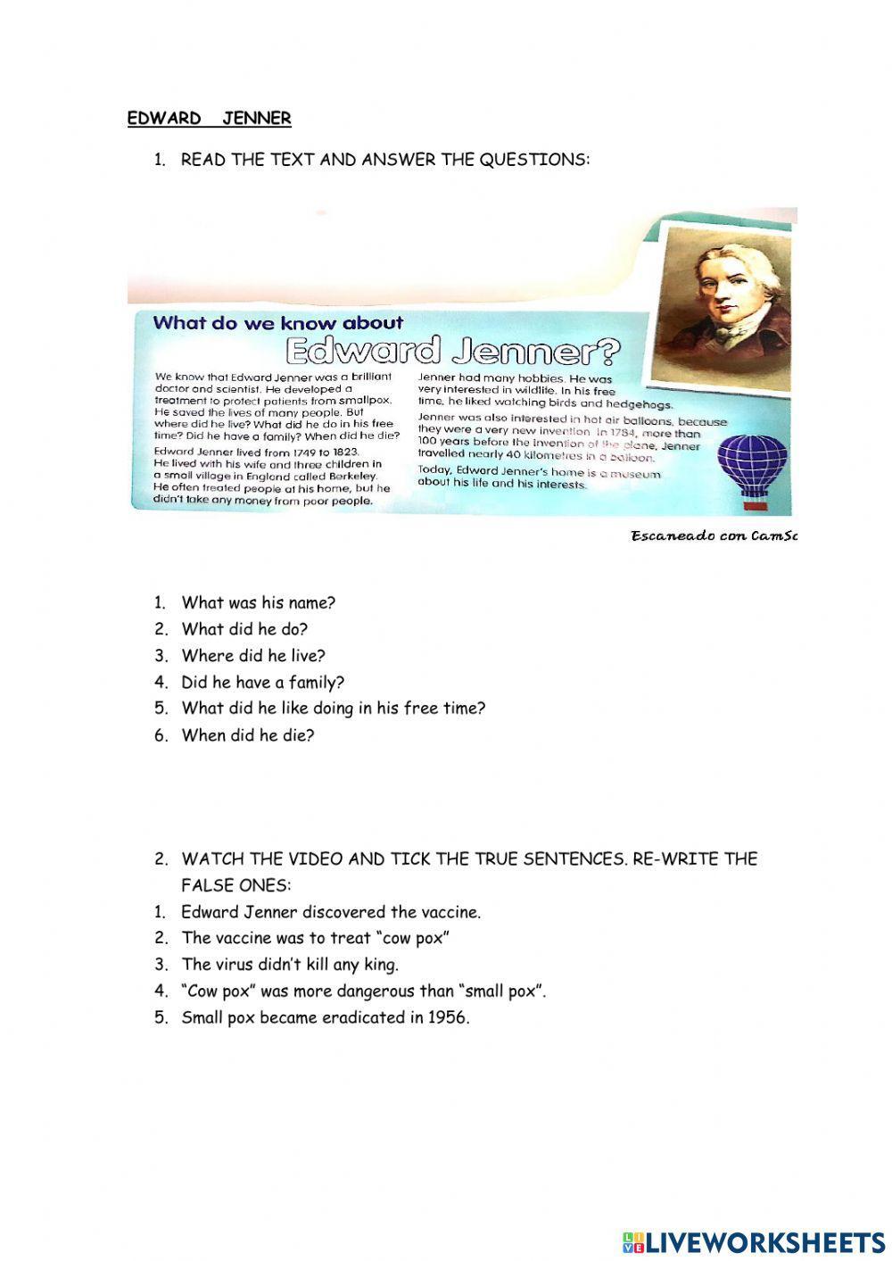 852904 | Edward Jenner | Ingles20192020 | LiveWorksheets