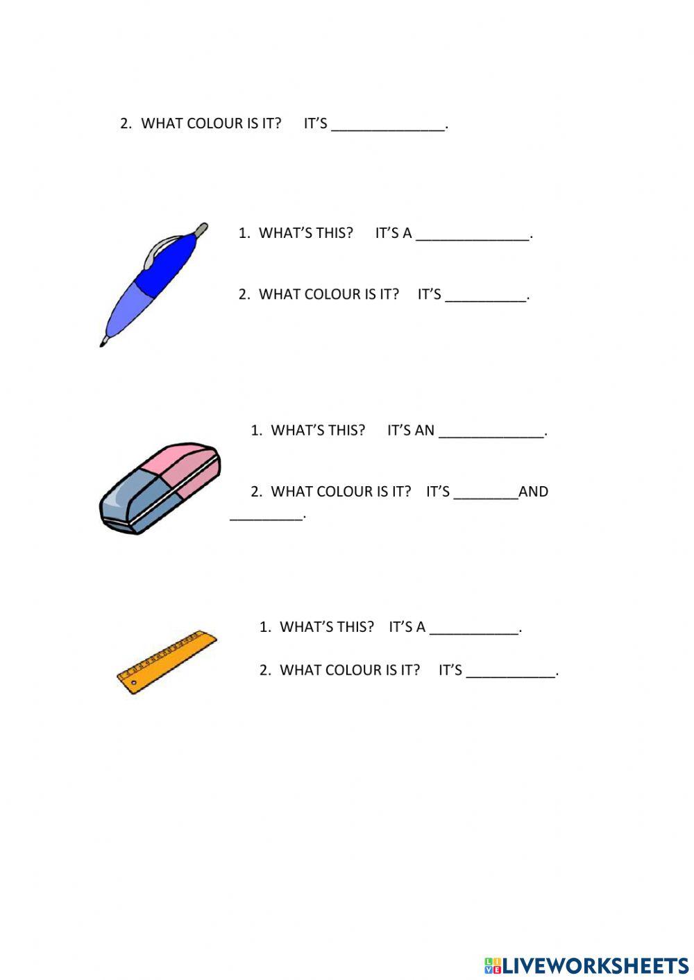 School objects online exercise for GRADE 2 | Live Worksheets
