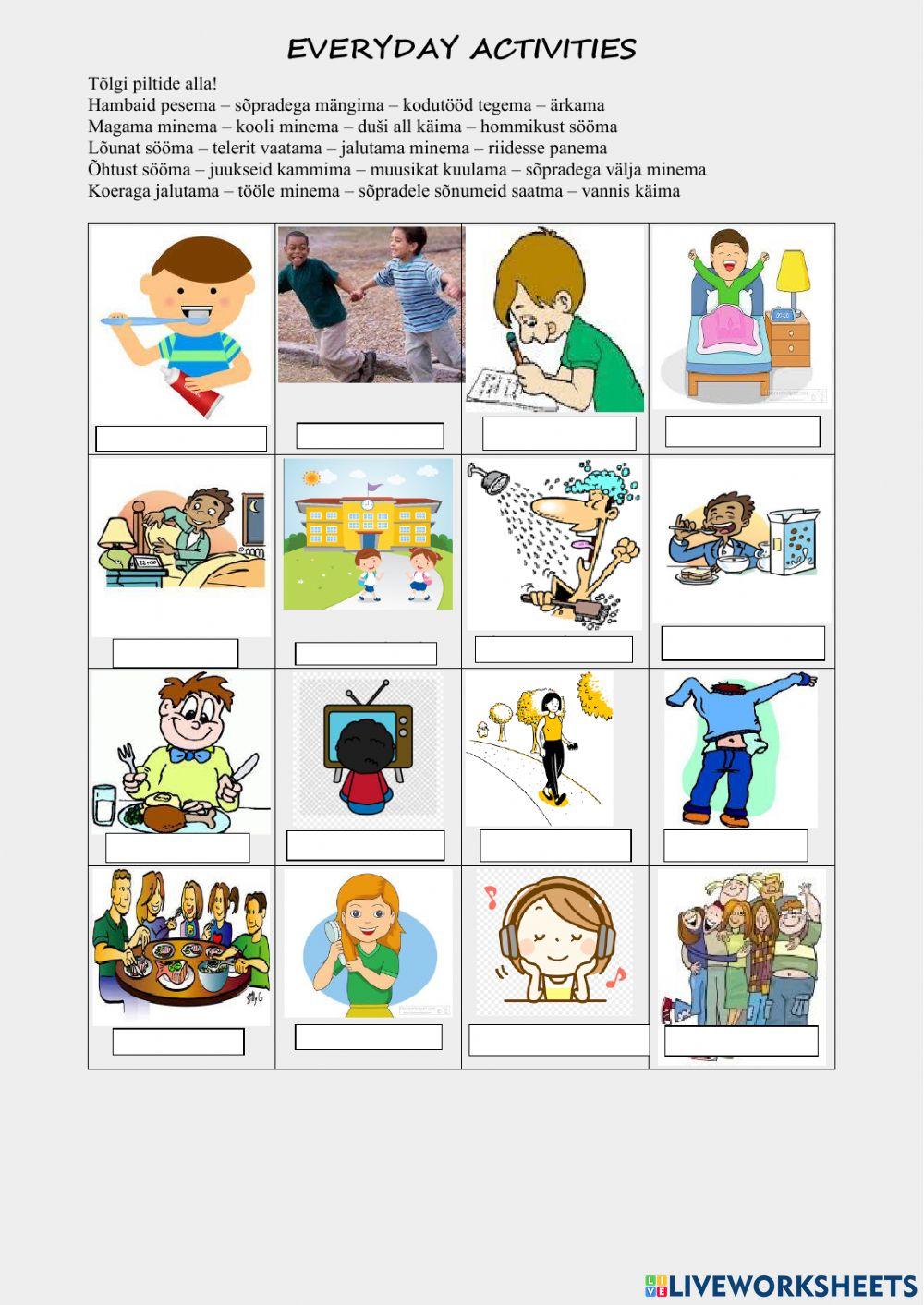 Everyday activities free activity | Live Worksheets