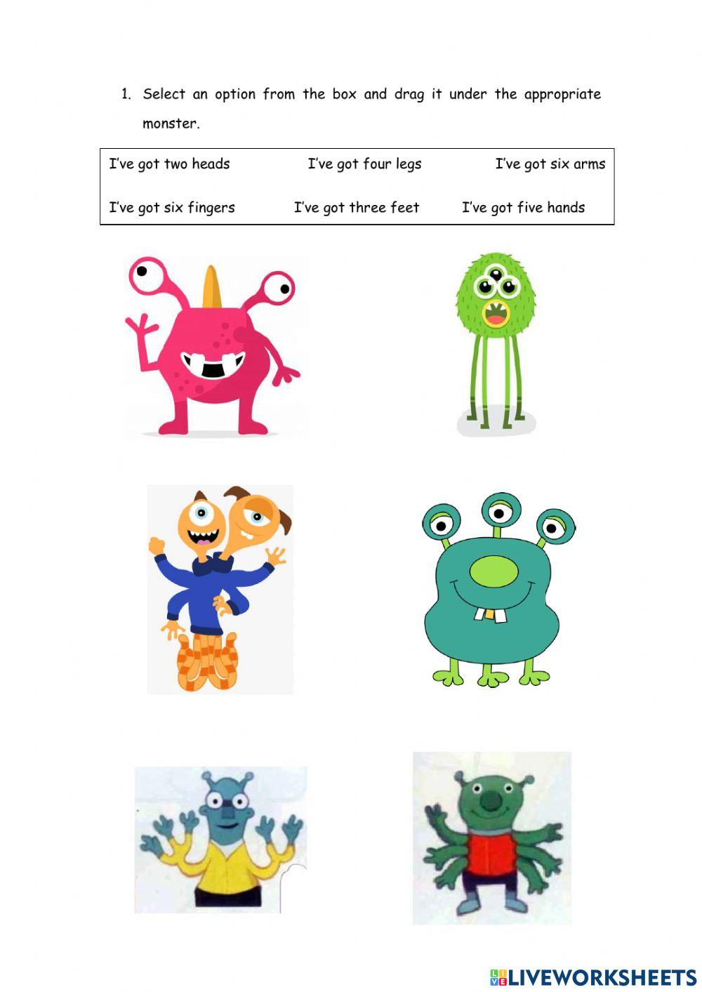Body parts and numbers interactive worksheet | Live Worksheets