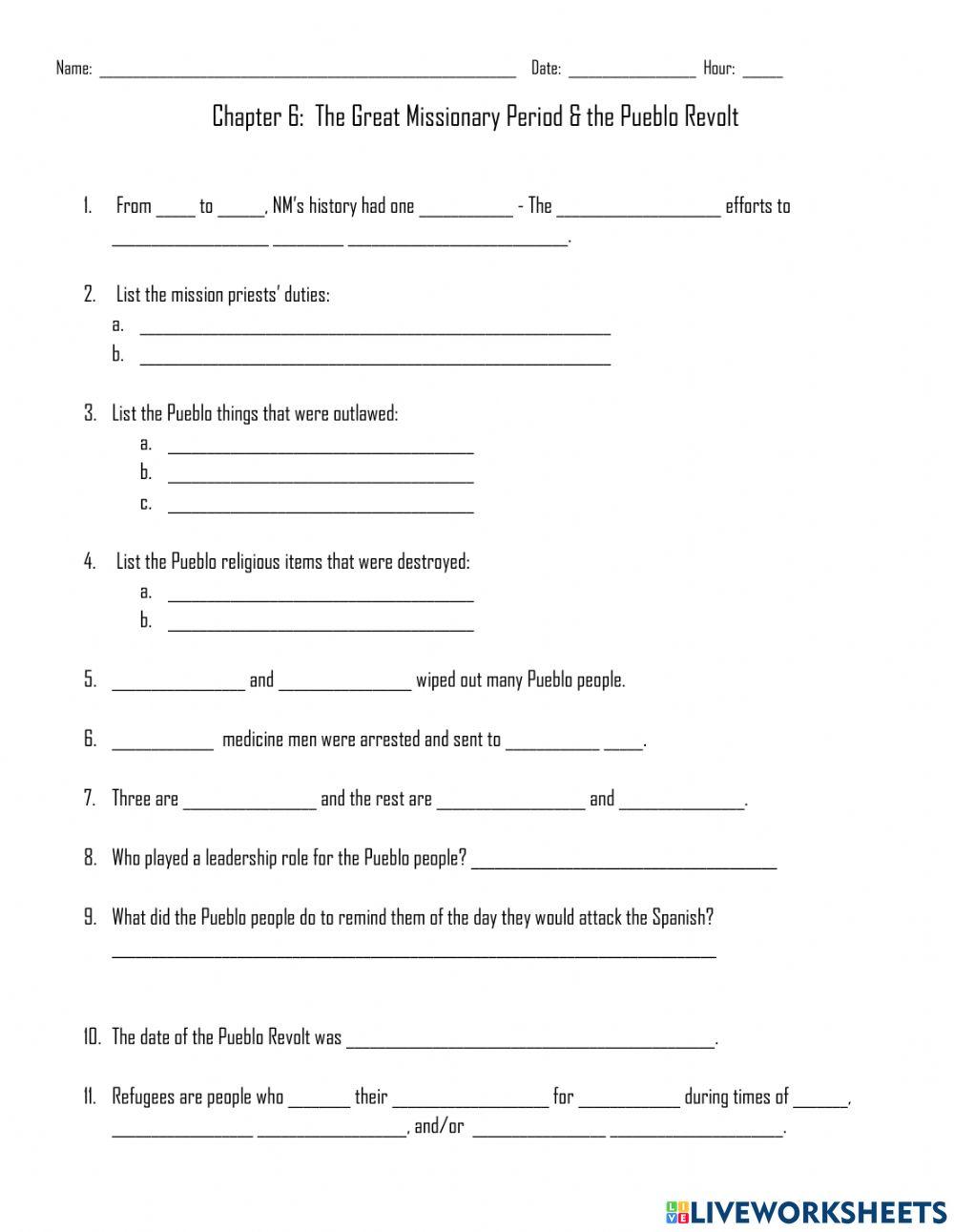 Ch. 6 Scavenger Hunt worksheet | Live Worksheets