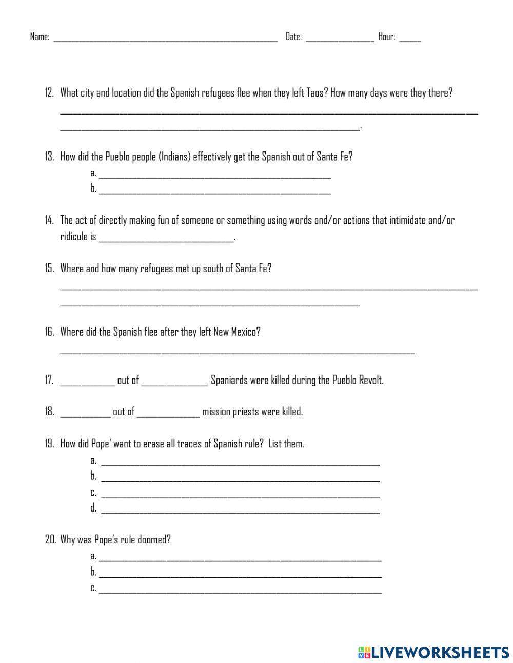 Ch. 6 Scavenger Hunt worksheet | Live Worksheets