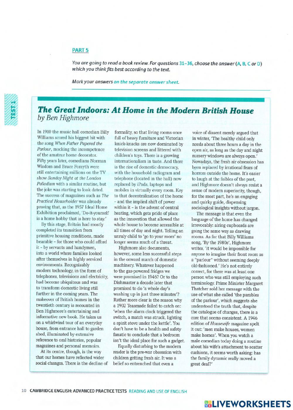 CAE Reading part 5 2437 | miss_gimena | Live