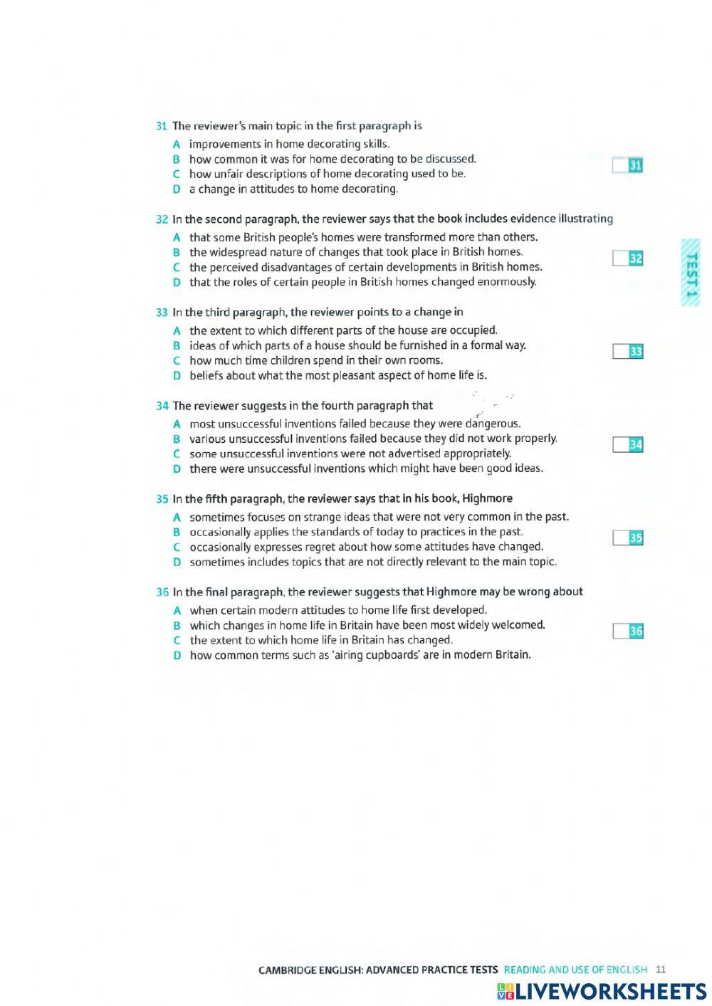 CAE Reading part 5 2437 | miss_gimena | Live