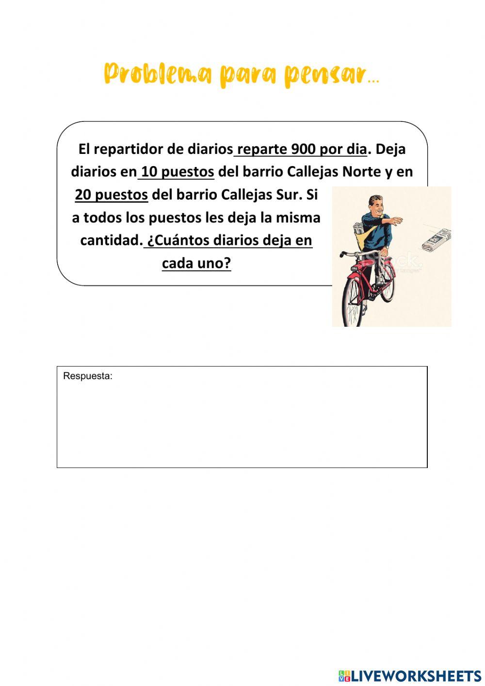 Problemas para pensar online worksheet | Live Worksheets