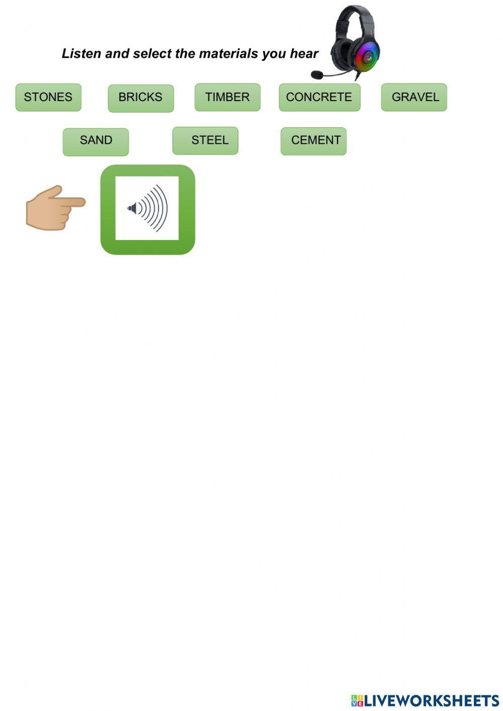 Building materi… | Free Interactive Worksheets | 854287