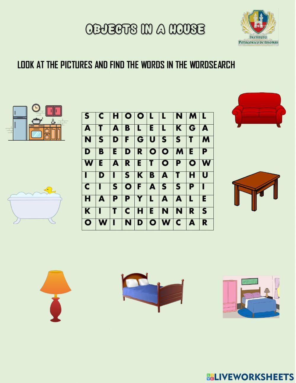 Objects in a ro… | Free Interactive Worksheets | 854322