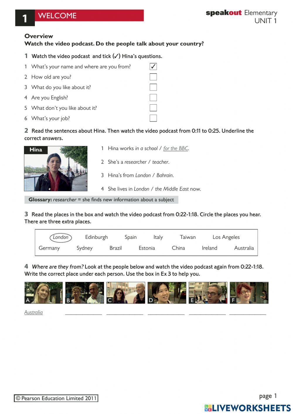 SpeakOut Elemen… | Free Interactive Worksheets | 6503376