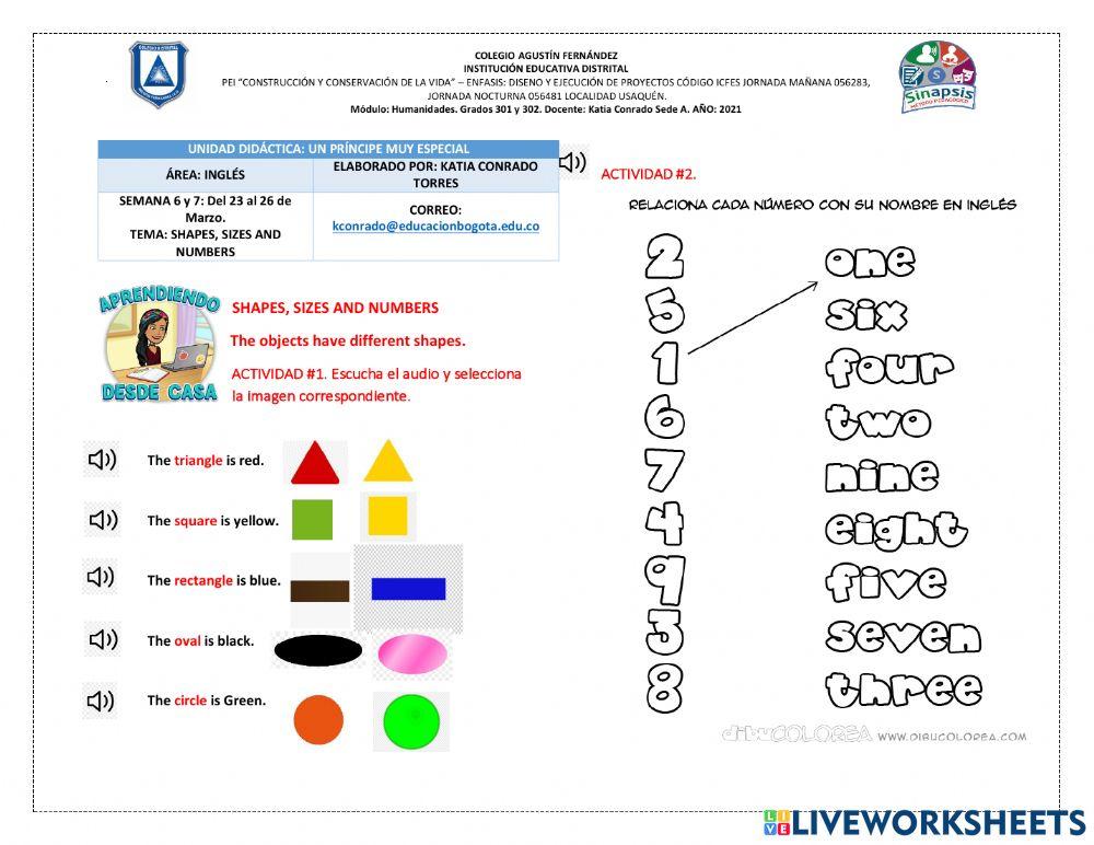 : SHAPES, SIZES AND NUMBERS online exercise for | Live Worksheets
