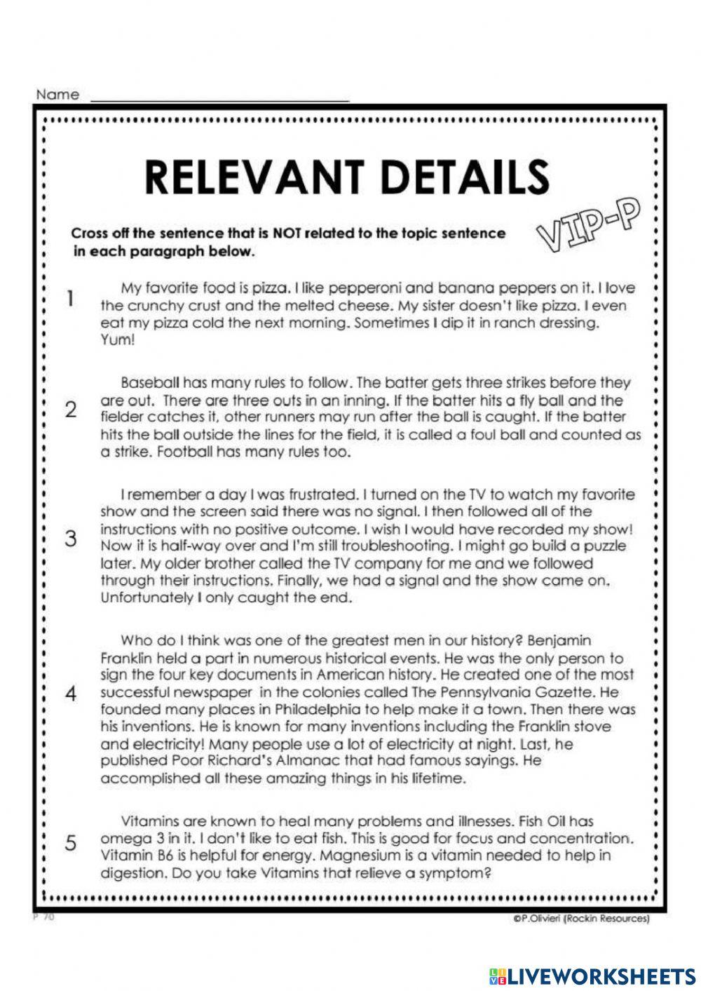 Irrelevant Details Online Exercise For Live Worksheets irrelevant-details-online-exercise-for-live-worksheets