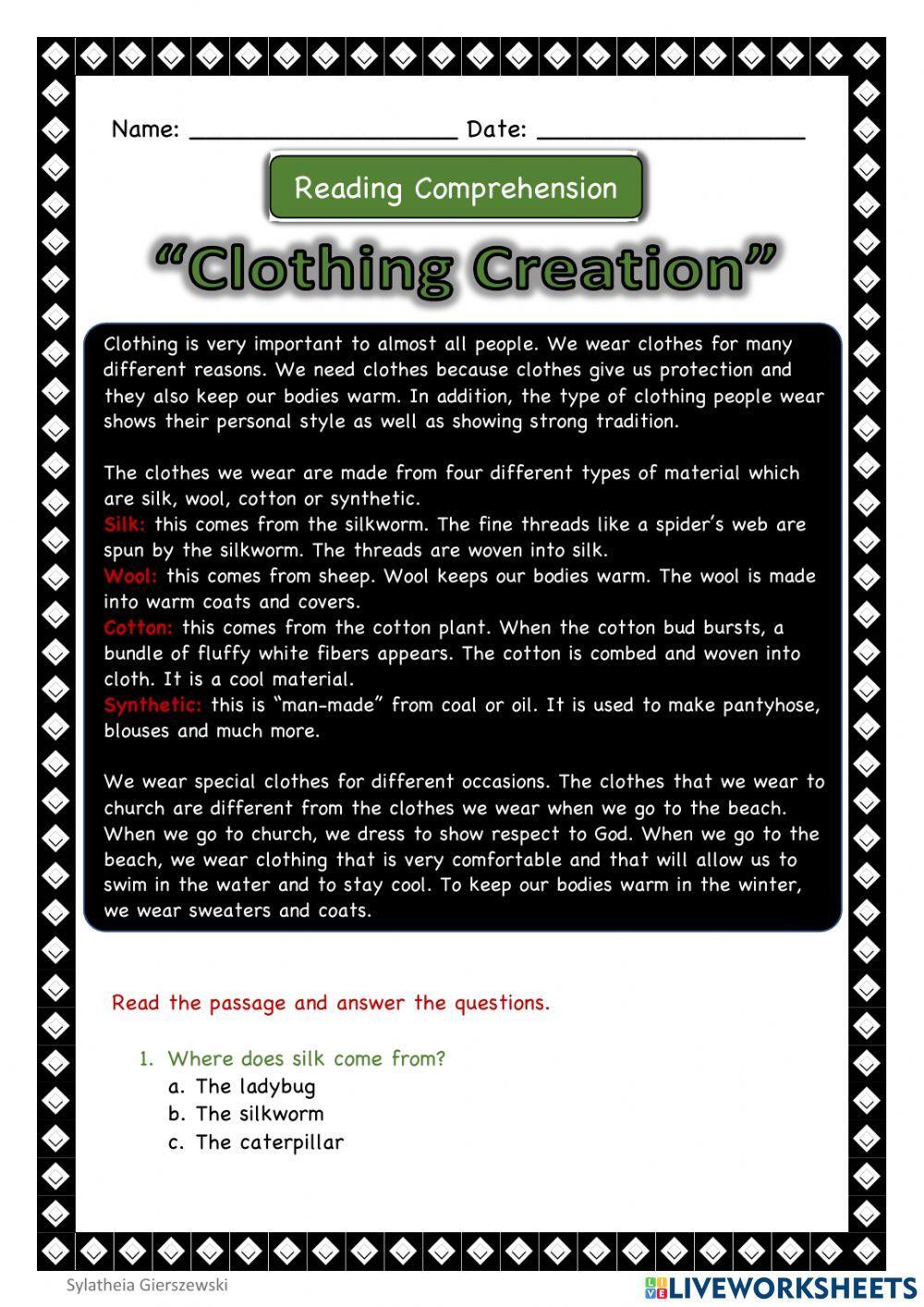 Reading Comprehension online exercise for 3 | Live Worksheets