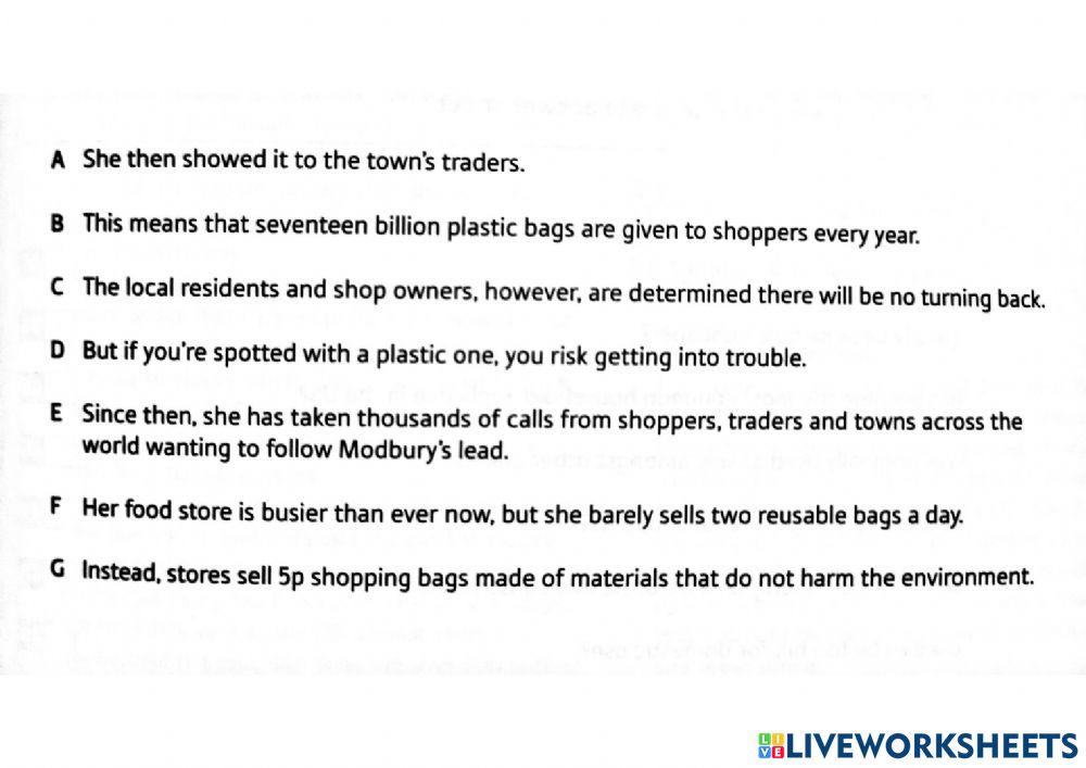 The Environment: Reading (Plastic) online exercise for | Live Worksheets