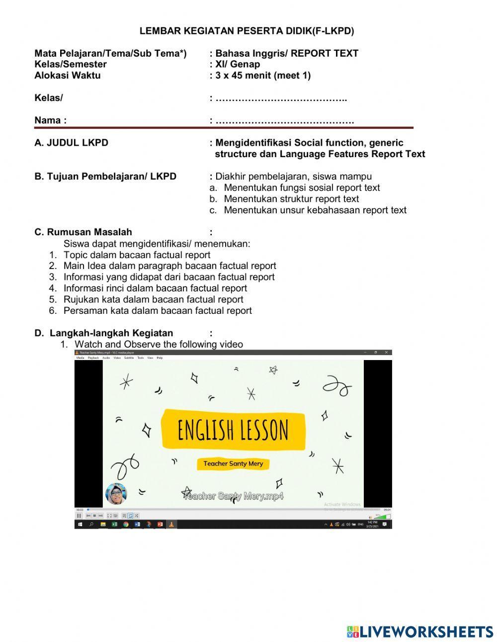 855395 | Report text | santy mery | LiveWorksheets