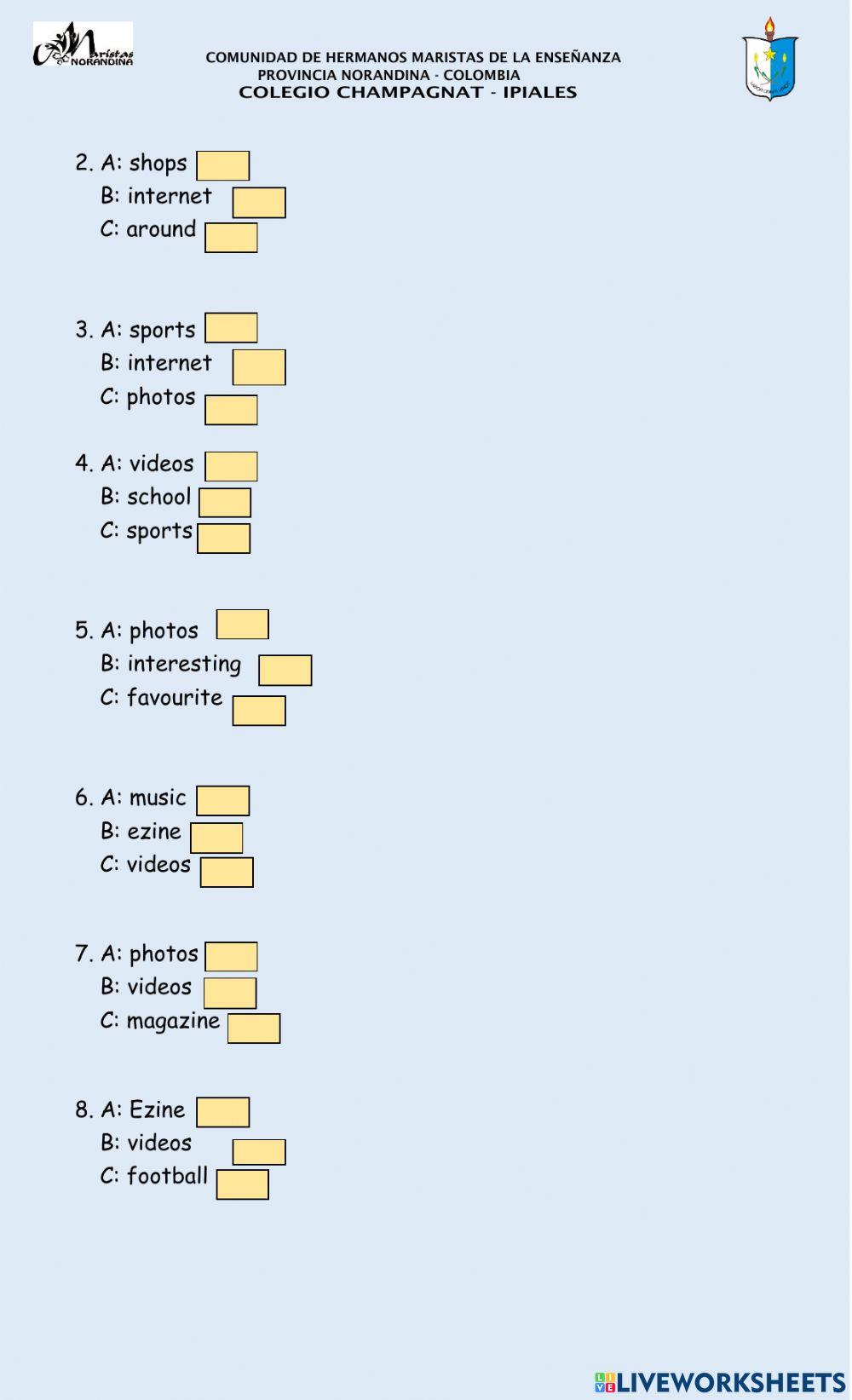 English Exam worksheet for 5 | Live Worksheets