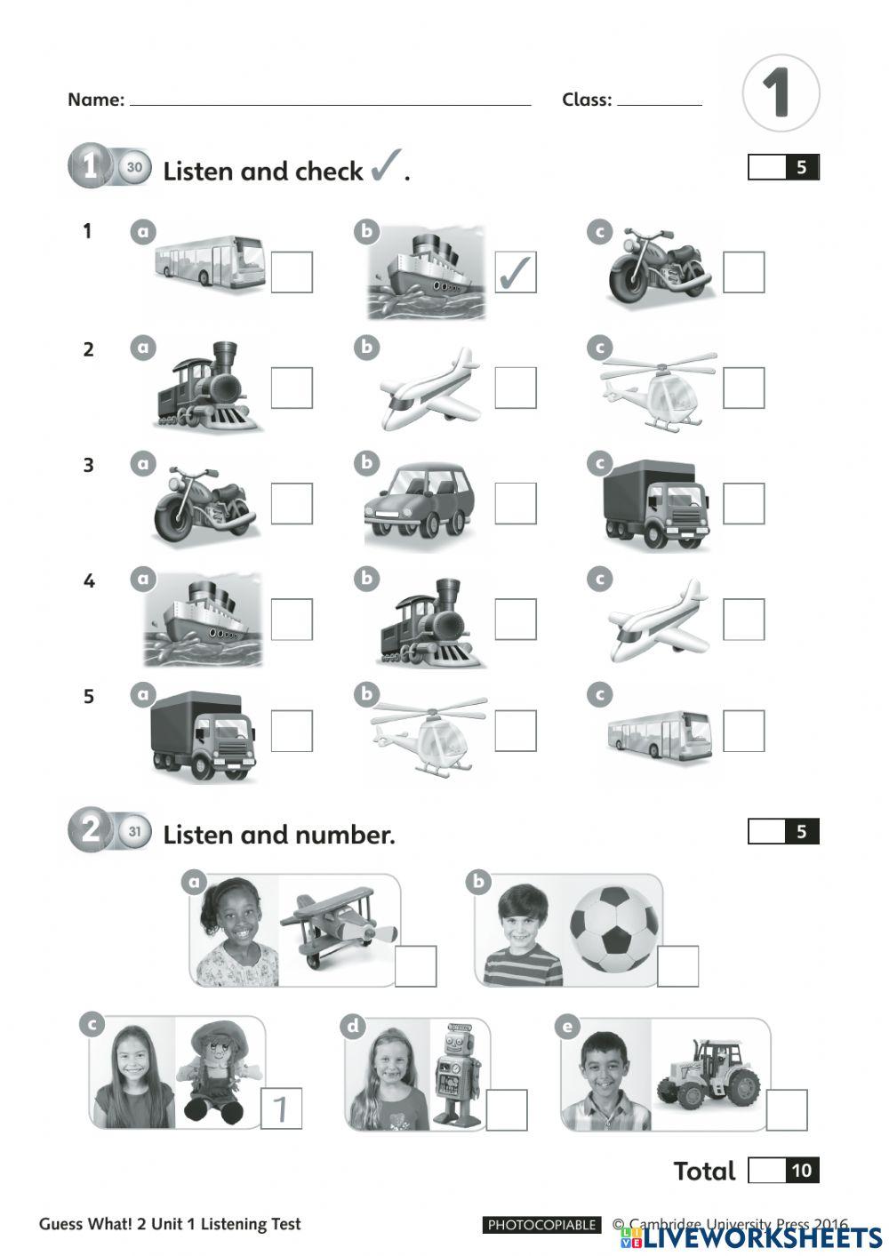 GUESS WHAT 2A - UNIT 1 - TRANSPORTATION - TEST 4912754
