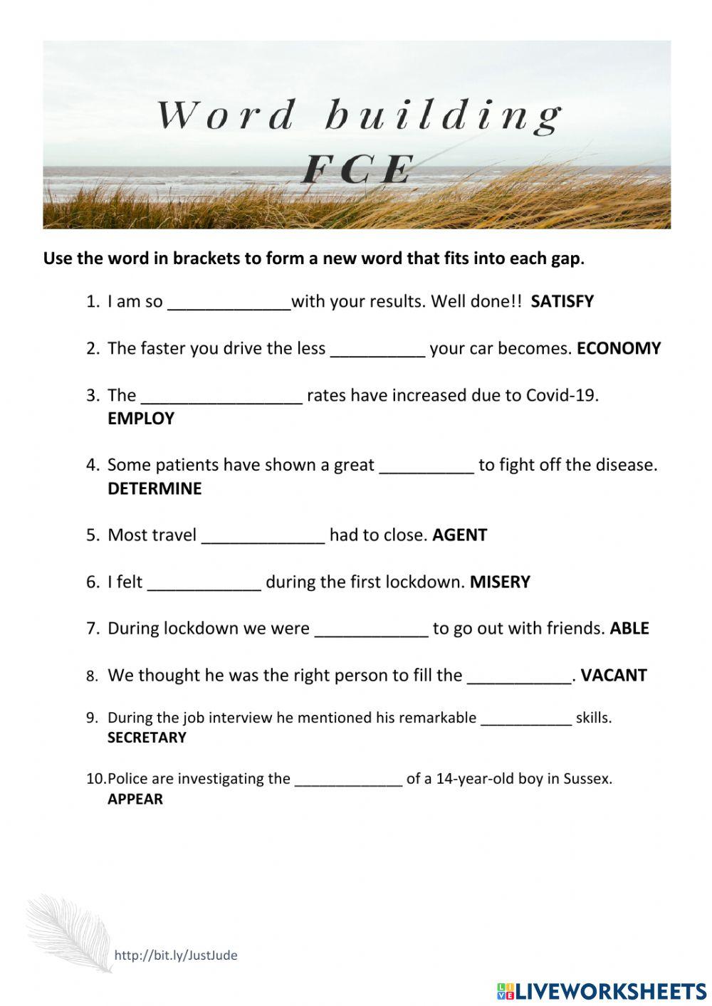 Word Building F… | Free Interactive Worksheets | 856036