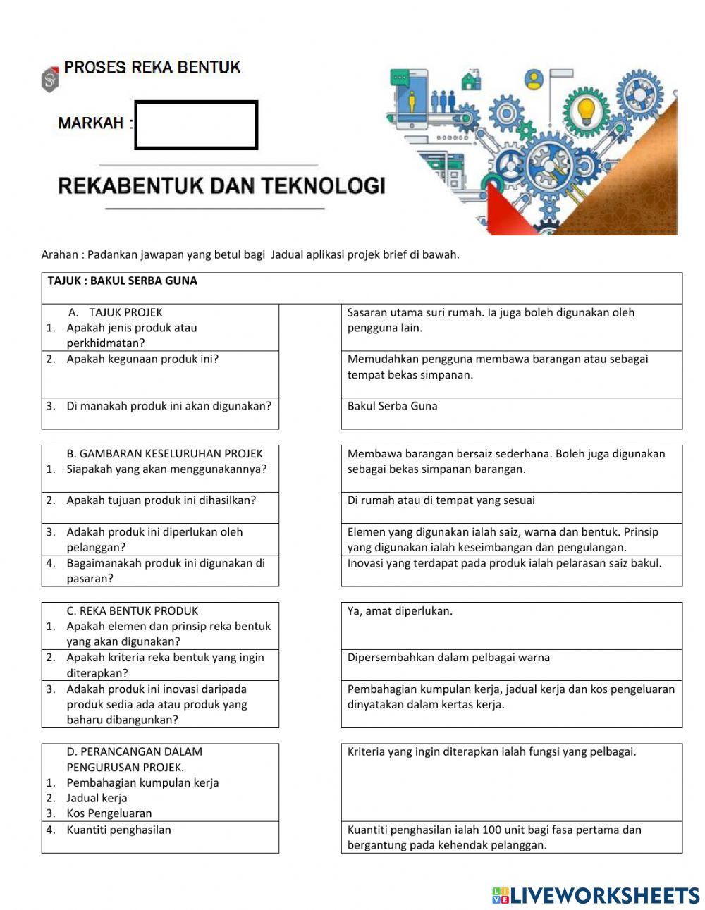 Proses reka bentuk interactive worksheet | Live Worksheets