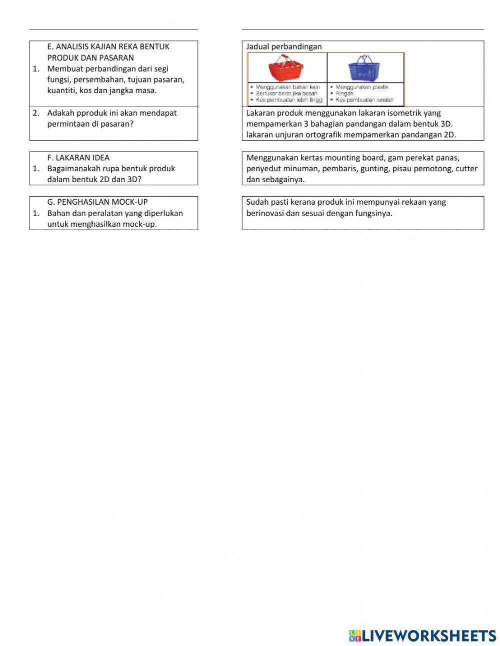 Proses reka bentuk interactive worksheet | Live Worksheets