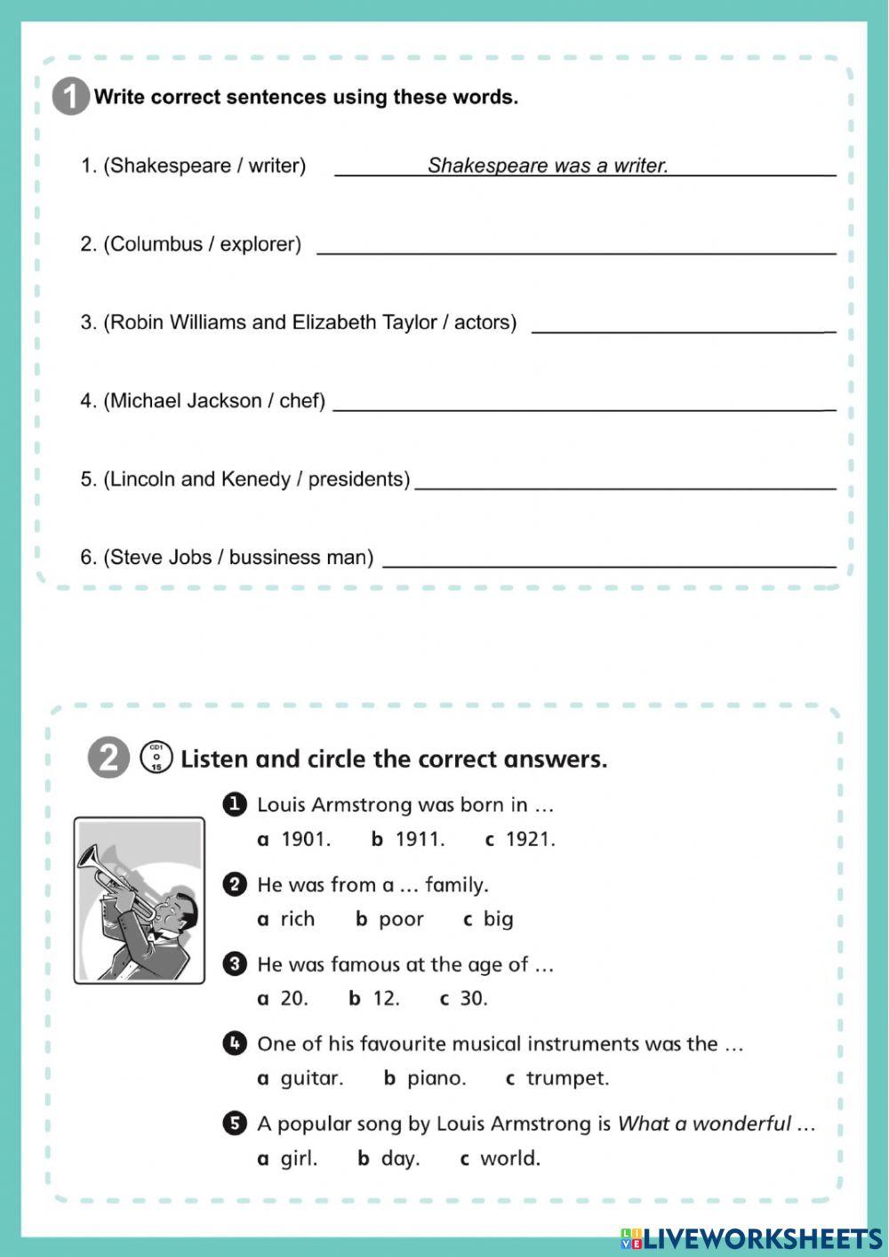Jobs online exercise for Grade 5 | Live Worksheets