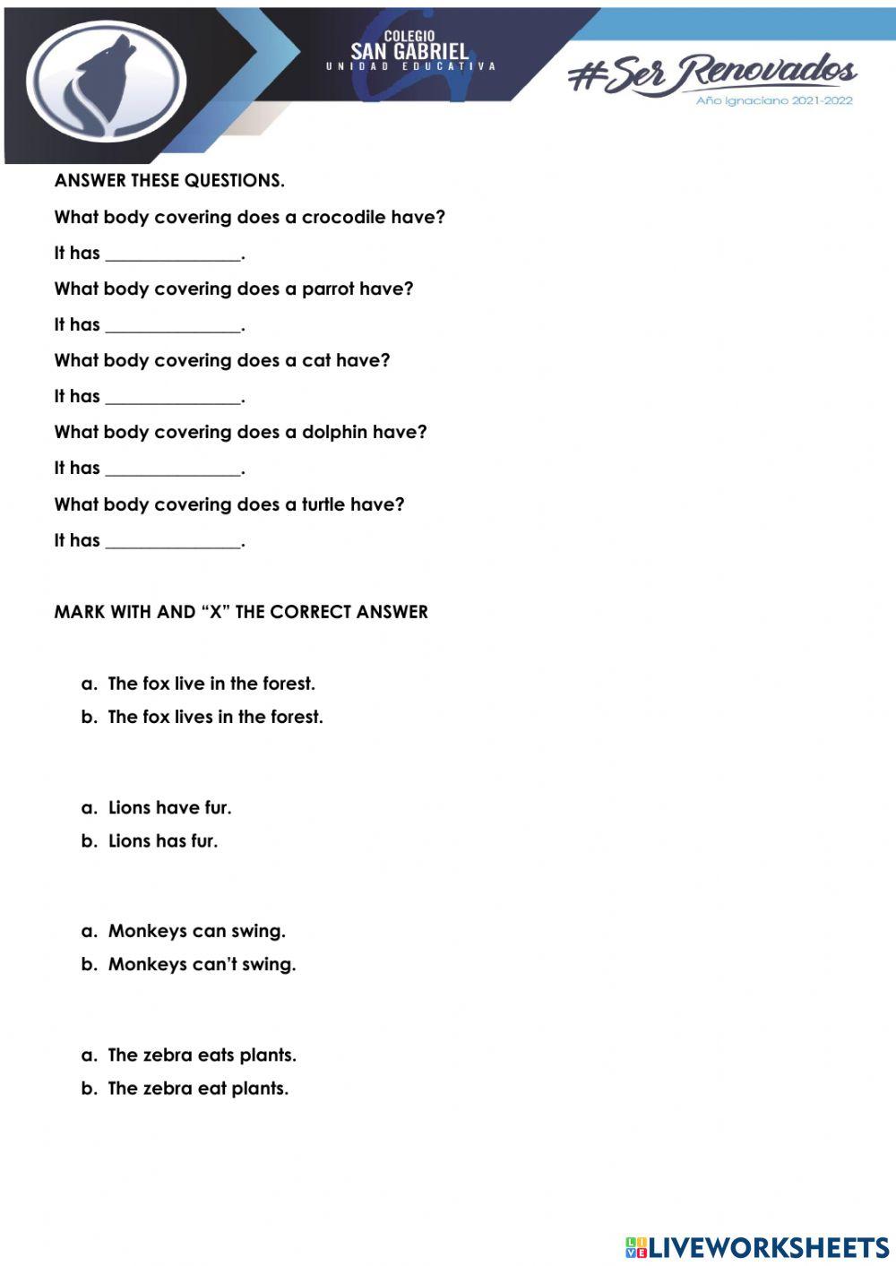 Review animals online worksheet | Live Worksheets