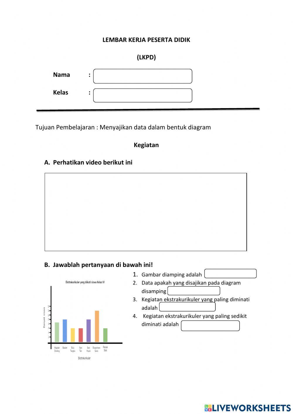 Data dan diagram worksheet | Live Worksheets
