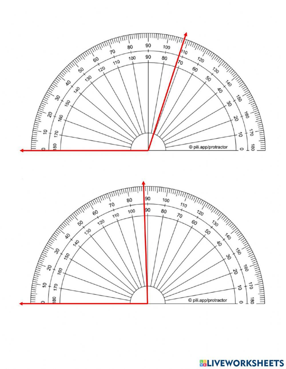 Úhly, úhloměr | Free Interactive Worksheets | 856769