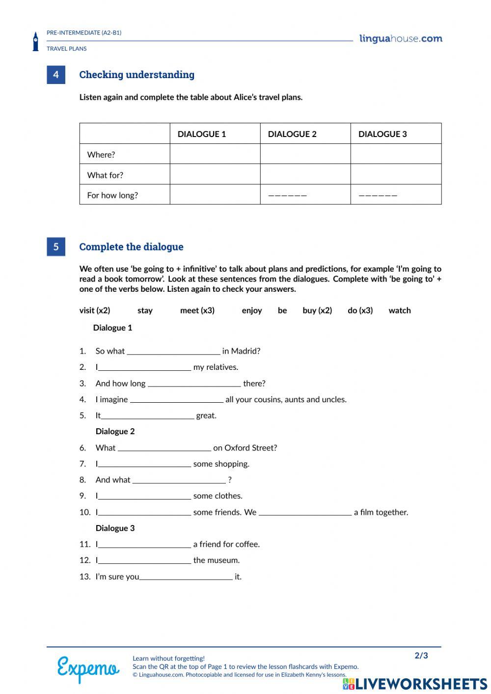 Travelling pre intermediate worksheet | Live Worksheets