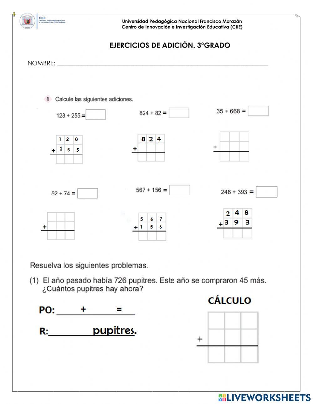 Sigamos sumando interactive worksheet | Live Worksheets