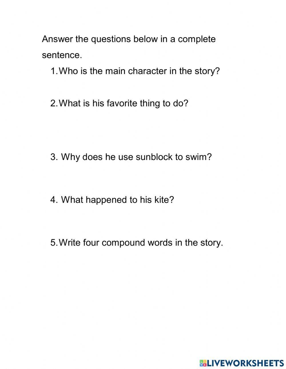Compound Story | Free Interactive Worksheets | 857067