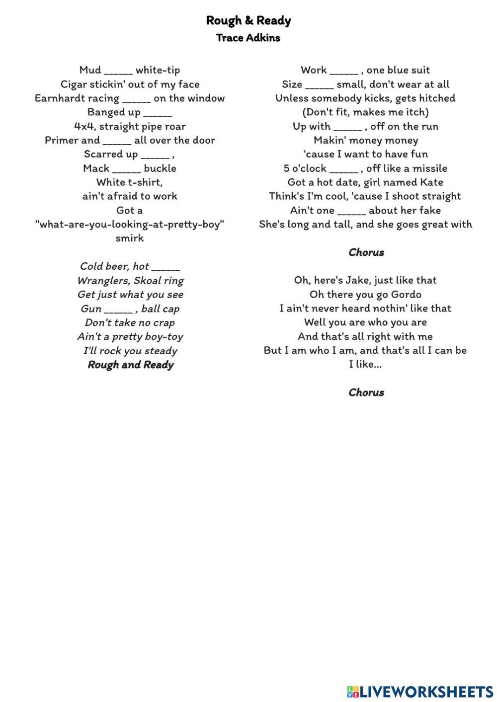 Rough & Ready worksheet | Live Worksheets