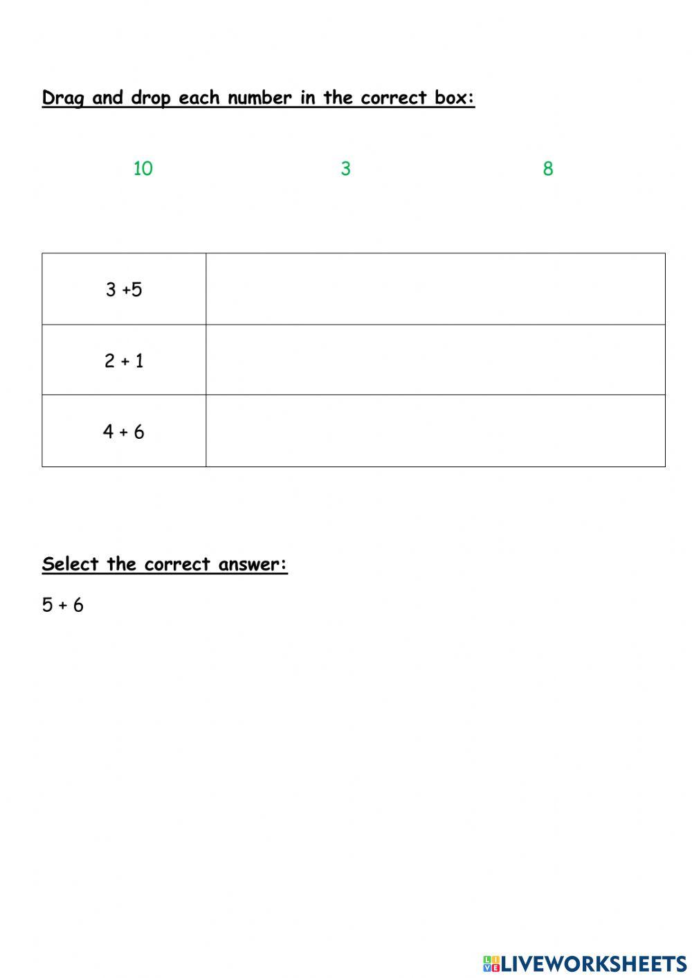 Numbers online exercise for 1 | Live Worksheets