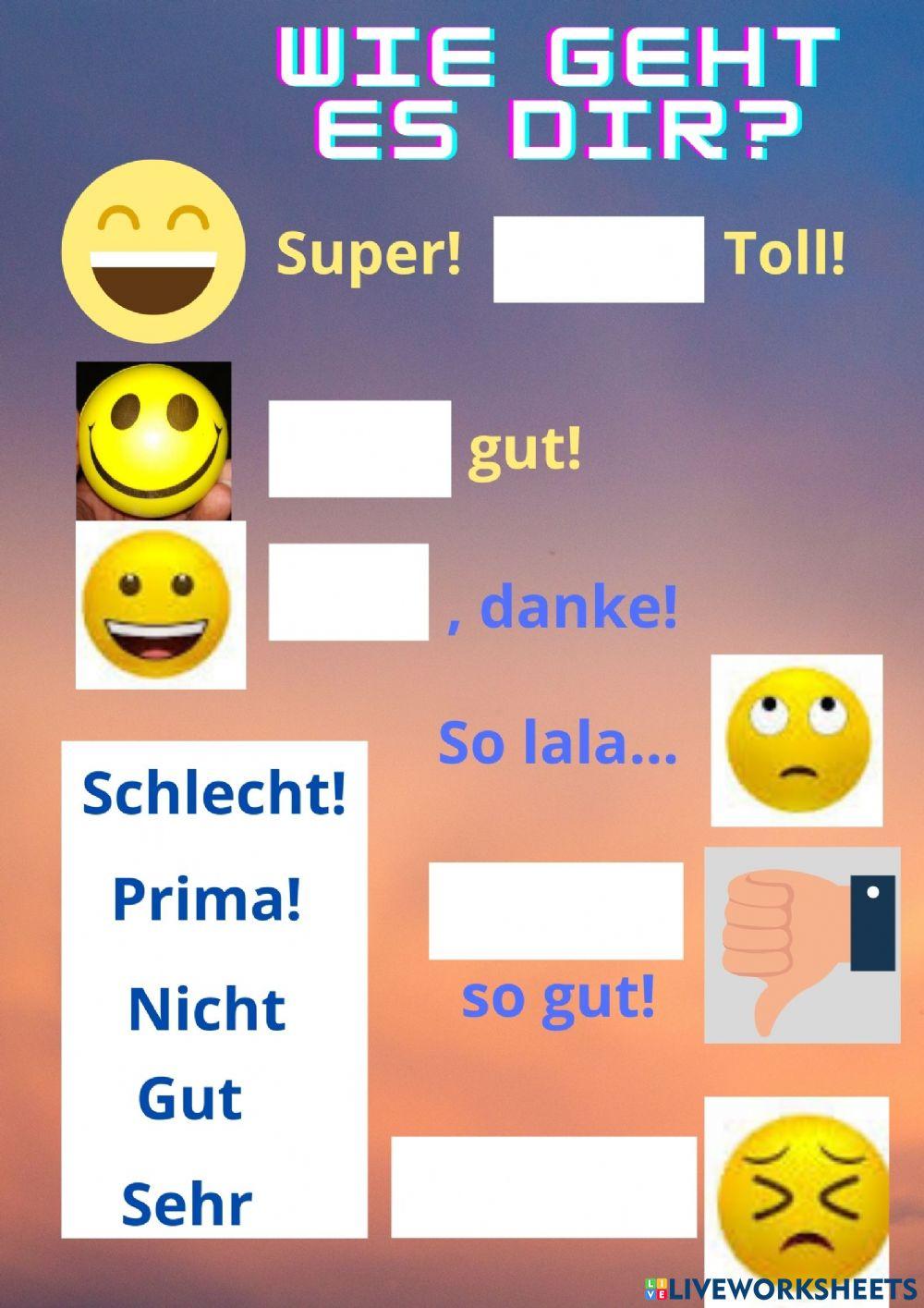 Wie geht-s? | Free Interactive Worksheets | 857705