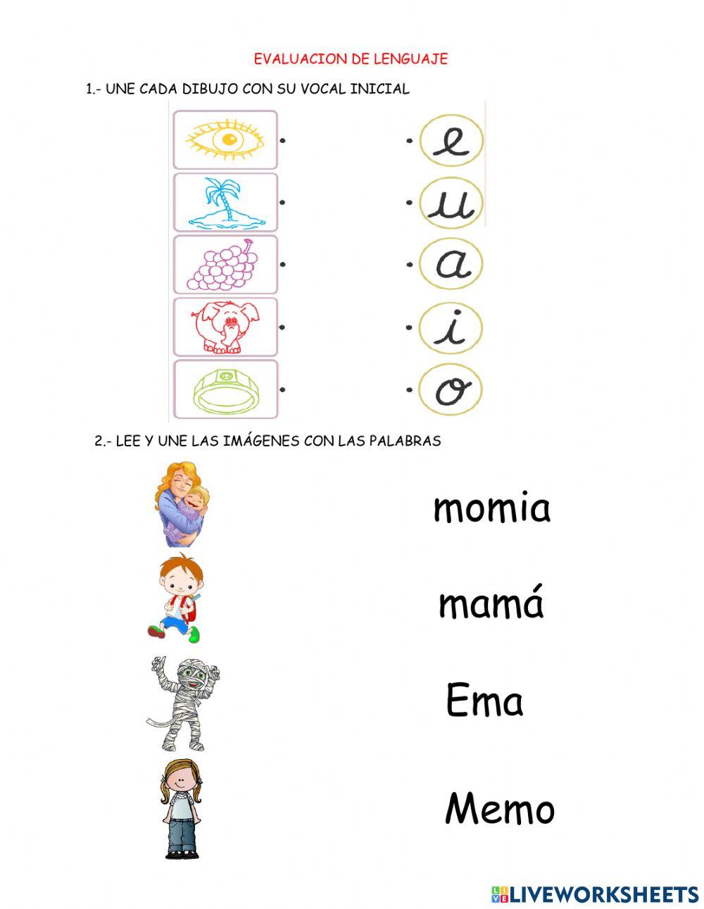 Eval. Lenguaje | Free Interactive Worksheets | 2923297