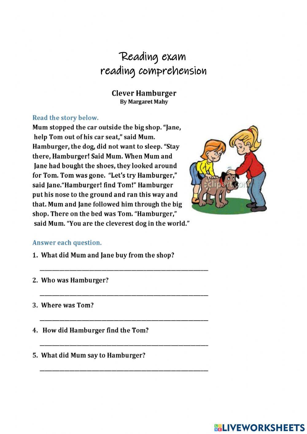 Reading comprehension online exercise for 3 | Live Worksheets