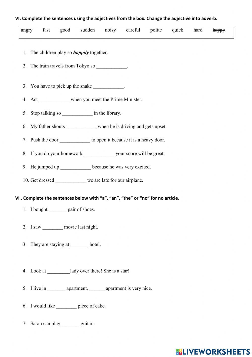GEP 3 Grammar review worksheet | Live Worksheets