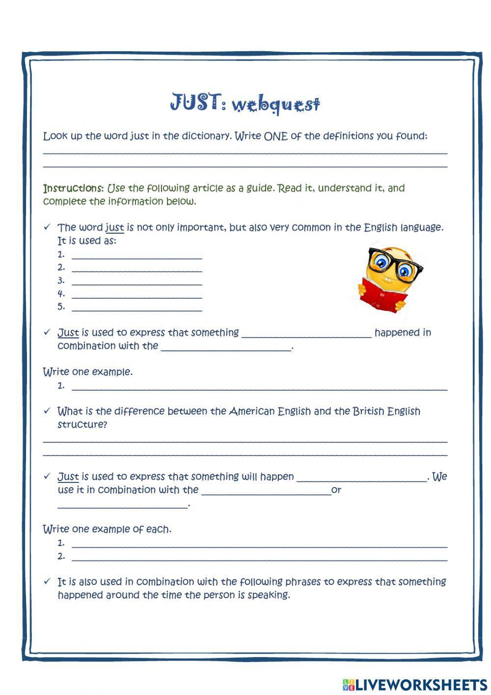 Just | LiveWorksheets | 858388