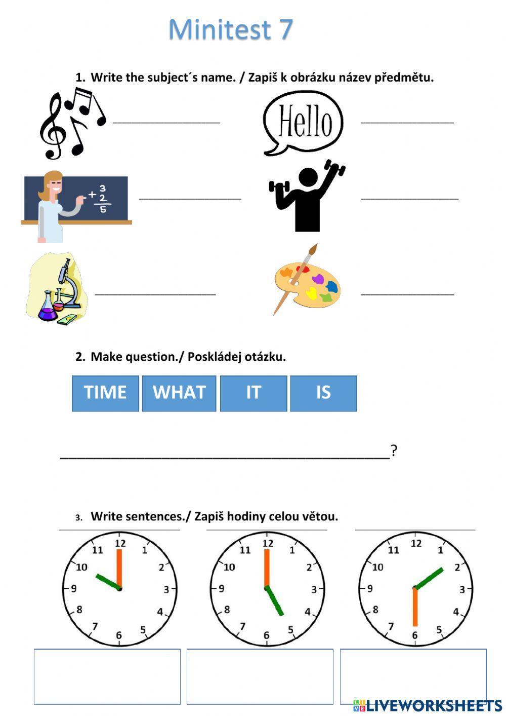 Minitest 7 activity | Live Worksheets