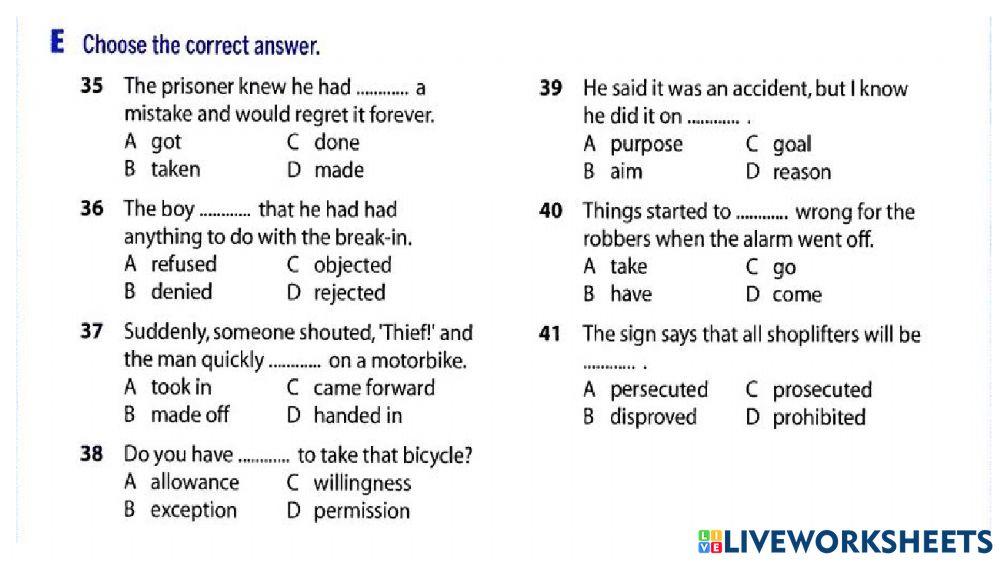12-Law&Crime (D2) worksheet | Live Worksheets