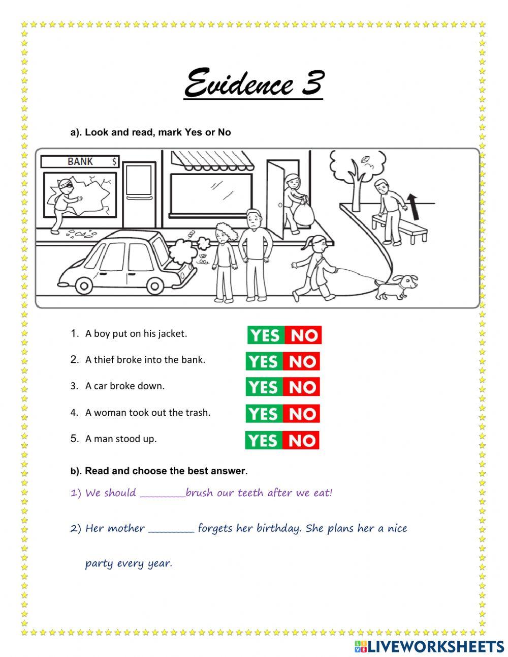 EVIDENCE 3 (B5) online exercise for | Live Worksheets