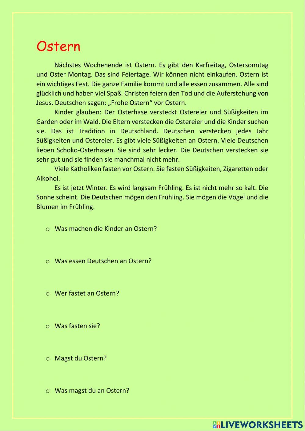 Frohe Ostern online exercise for | Live Worksheets