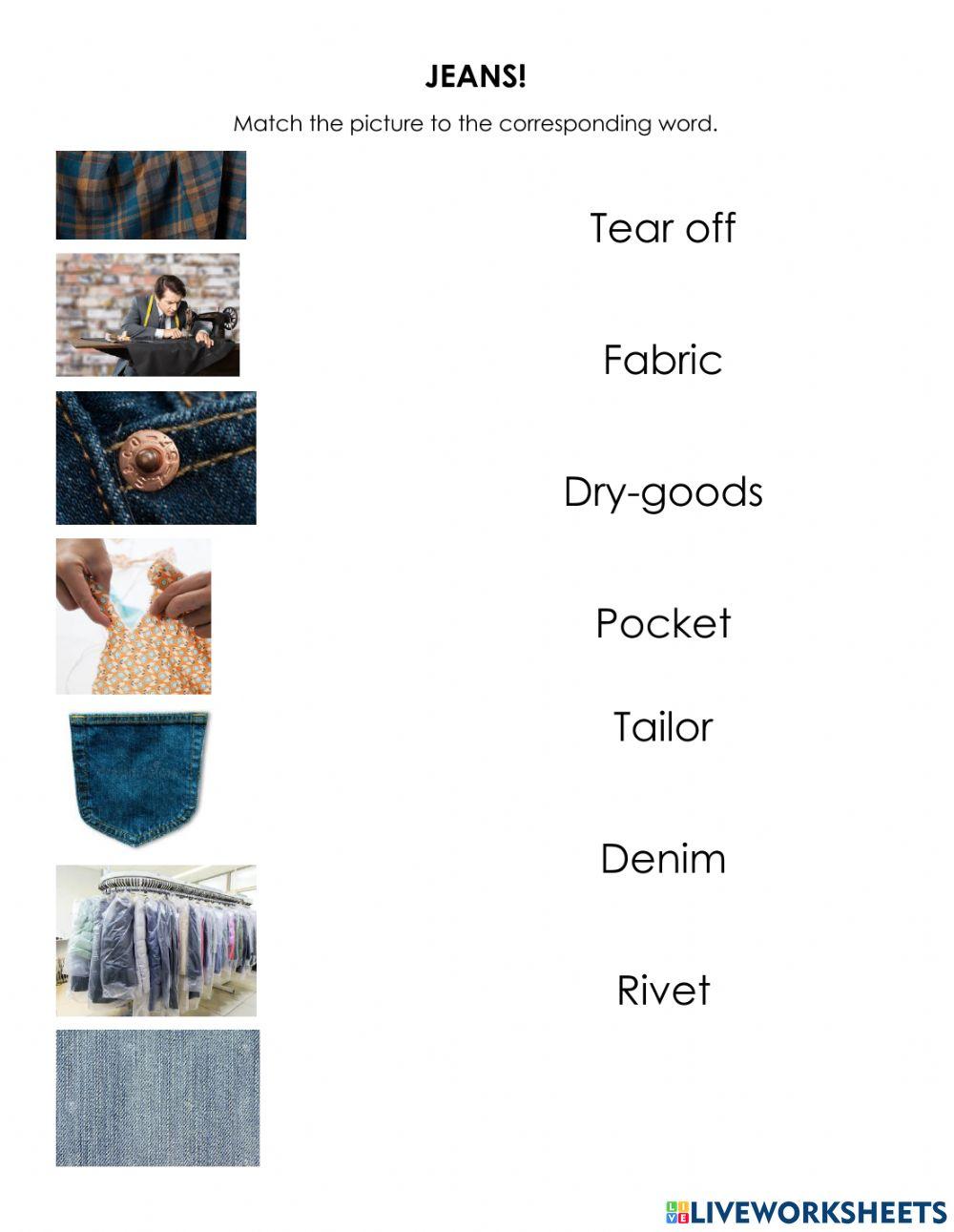 Jeans vocabulary worksheet | Live Worksheets