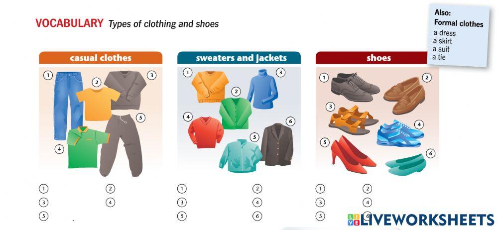 Clothing 1 worksheet | Live Worksheets