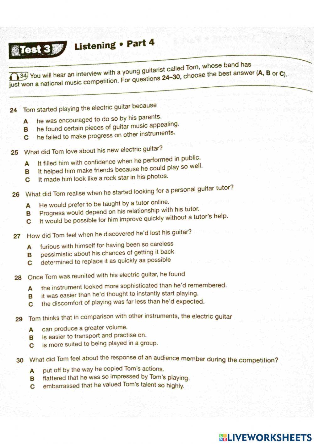 Fce - sample test 2 - part 2 worksheet | Live Worksheets