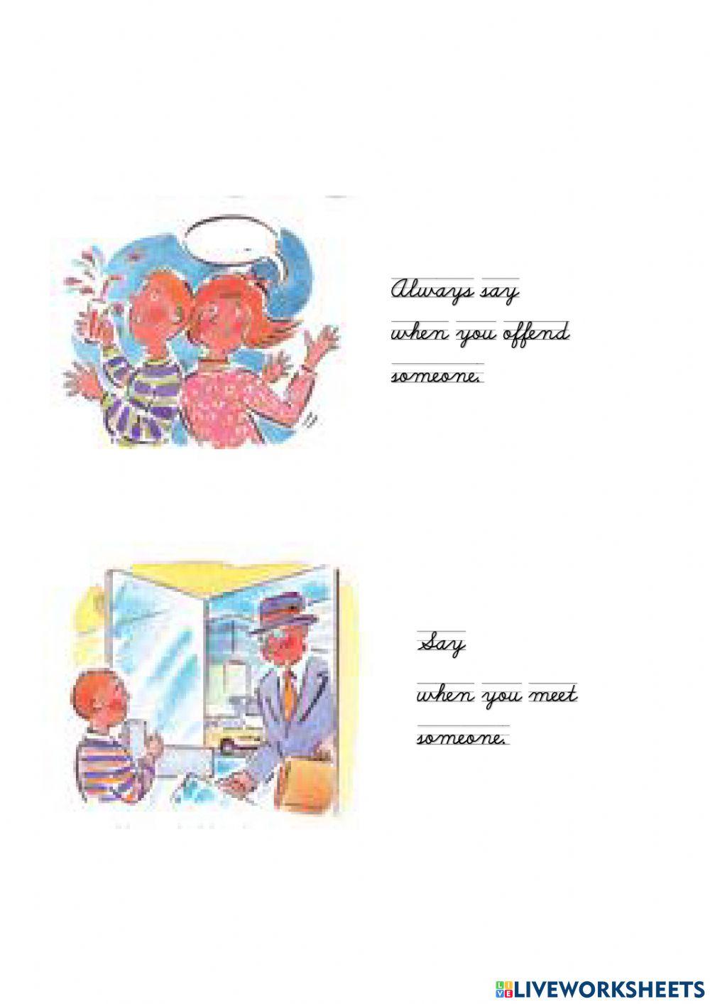 Polite words | Live Worksheets