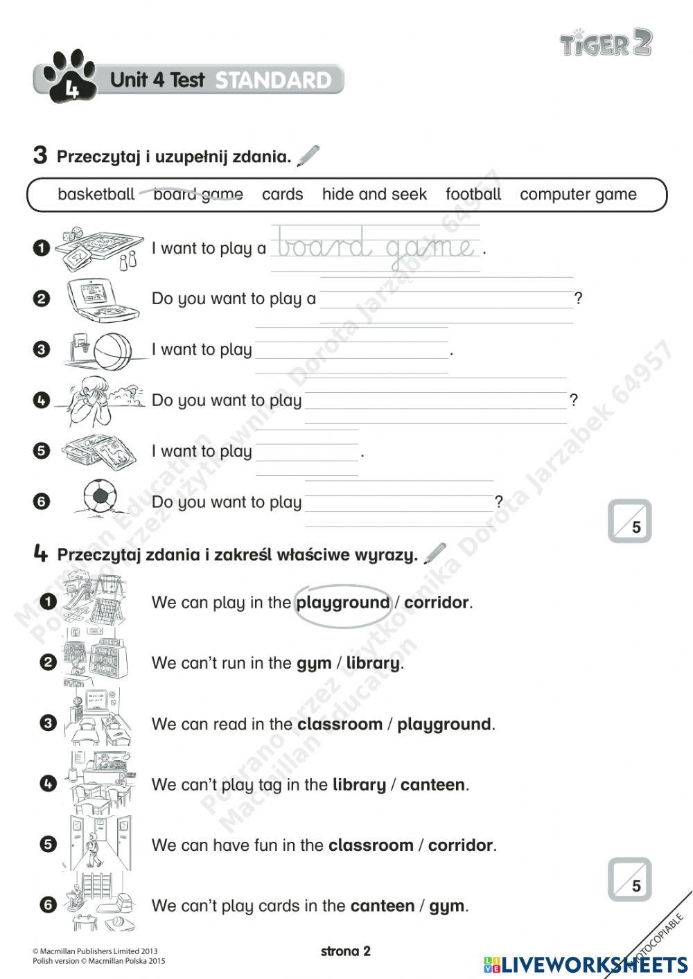 tiger 2 unit 4 online exercise for | Live Worksheets